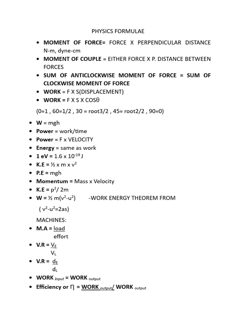 Essential Physics Formulae Guide | PDF