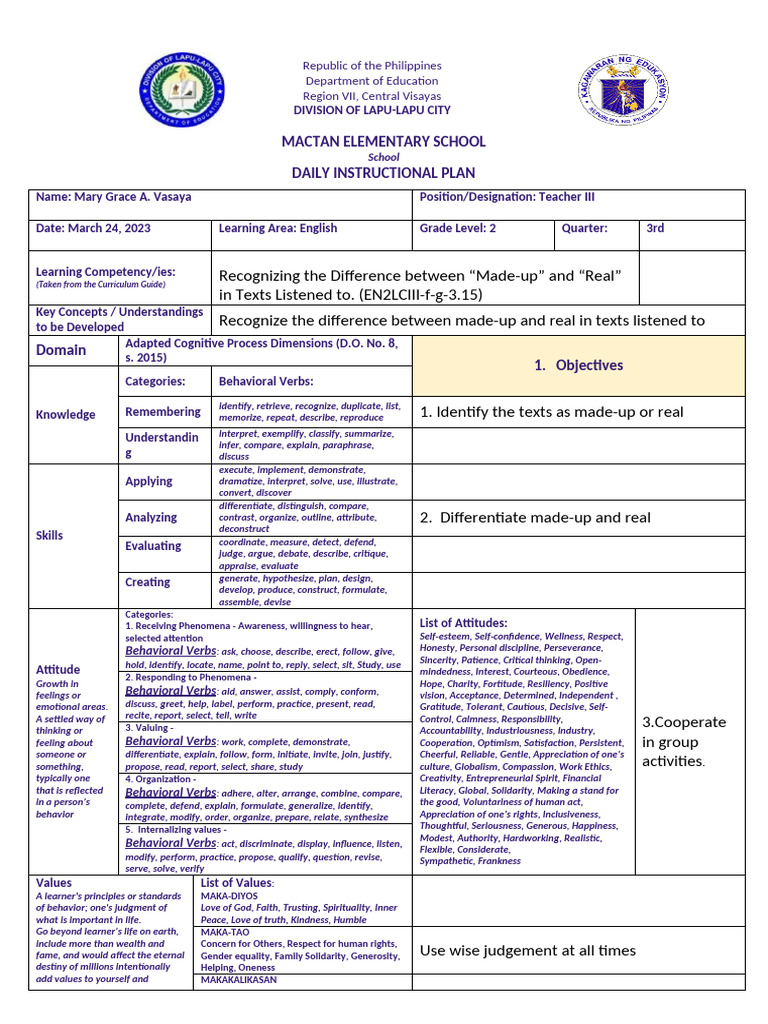 Cot English Real and Made Up | PDF | Learning | Cognitive Science