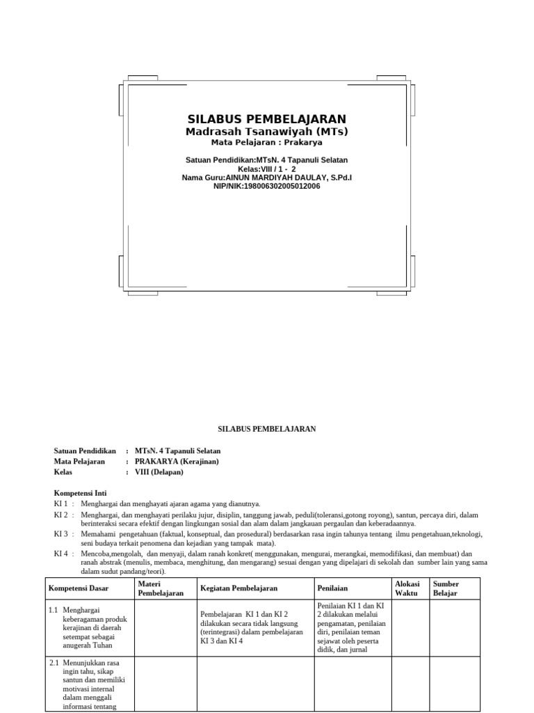 Silabus Pembelajaran | PDF