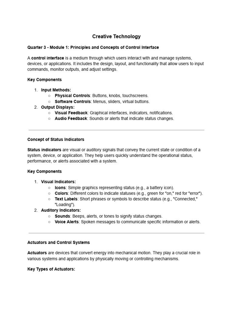 Control Interfaces and Actuators Guide | PDF | Arduino | Actuator