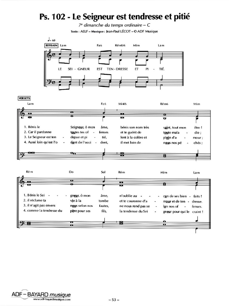 Psaume.102 - Le Seigneur Est Tendresse Et Pitié | PDF