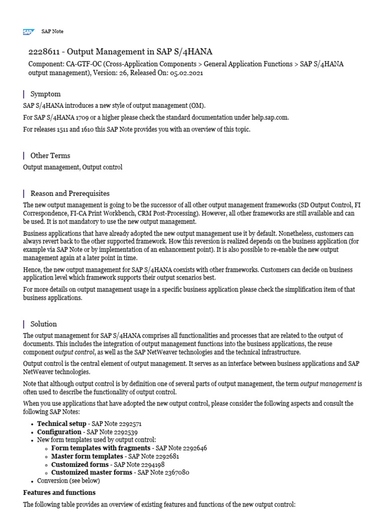 2228611 - Output Management in SAP S4HANA | PDF | Computer Science | Information Technology