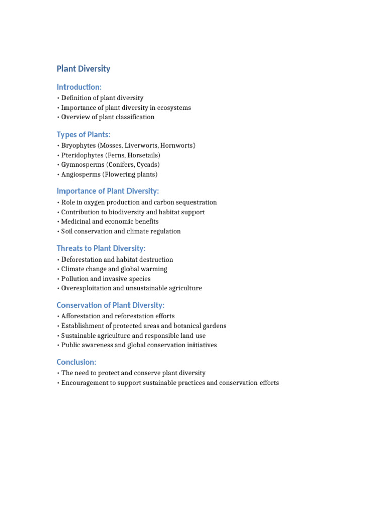 Importance of Plant Diversity | PDF