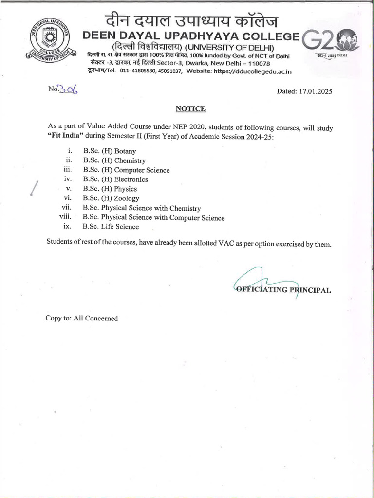 VAC Allotment Sem II | PDF