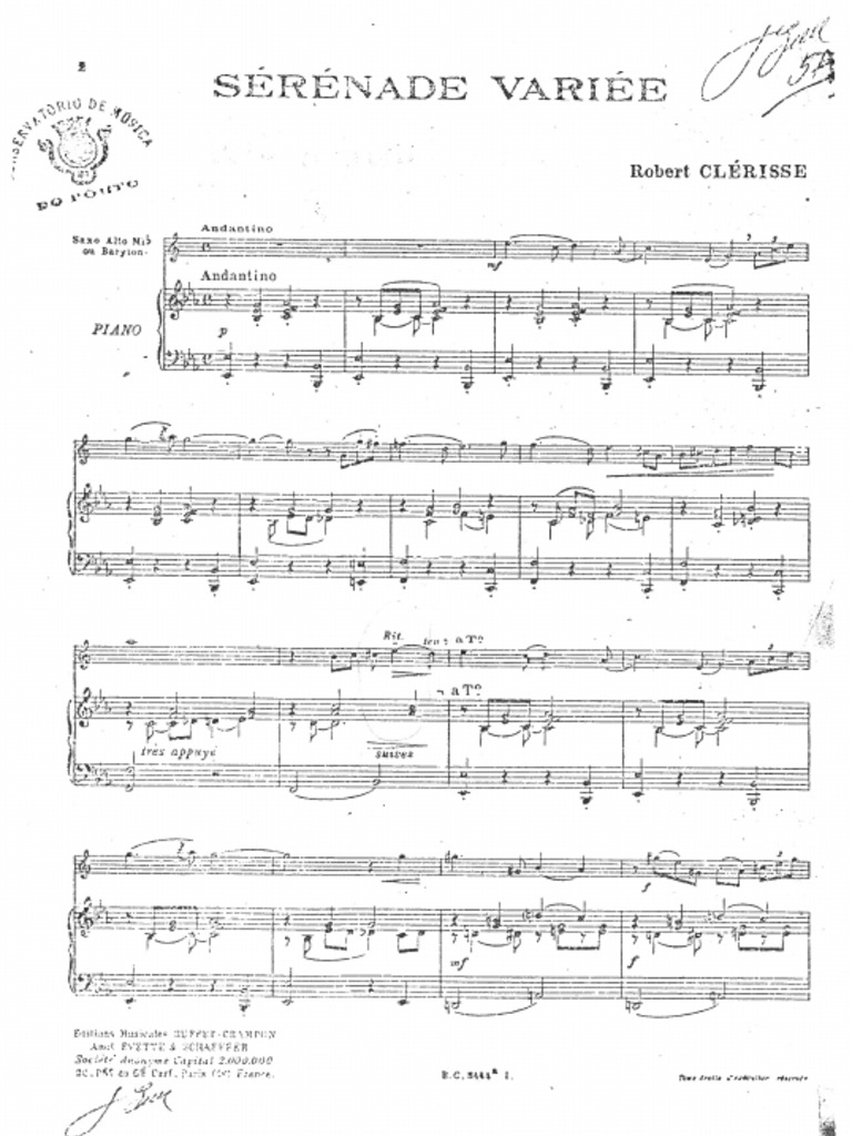 SERENADE VARIE - R. CLÉRICE Piano | PDF