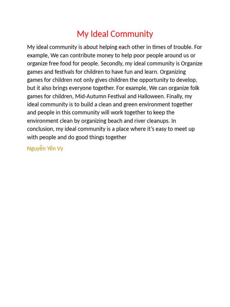 My Ideal Community | PDF