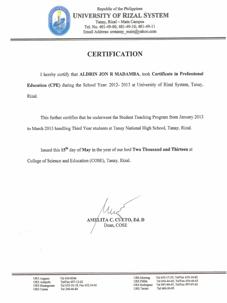 Cpe Certificate | PDF