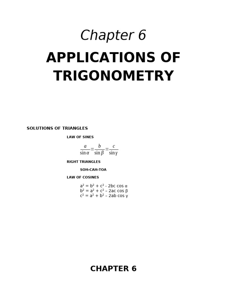 C6. Applications of Trigonometry | PDF | Triangle | Angle