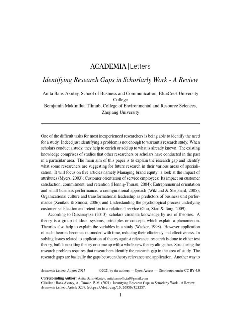 Identifying Research Gaps in Schorlarly | PDF | Brand | Leadership