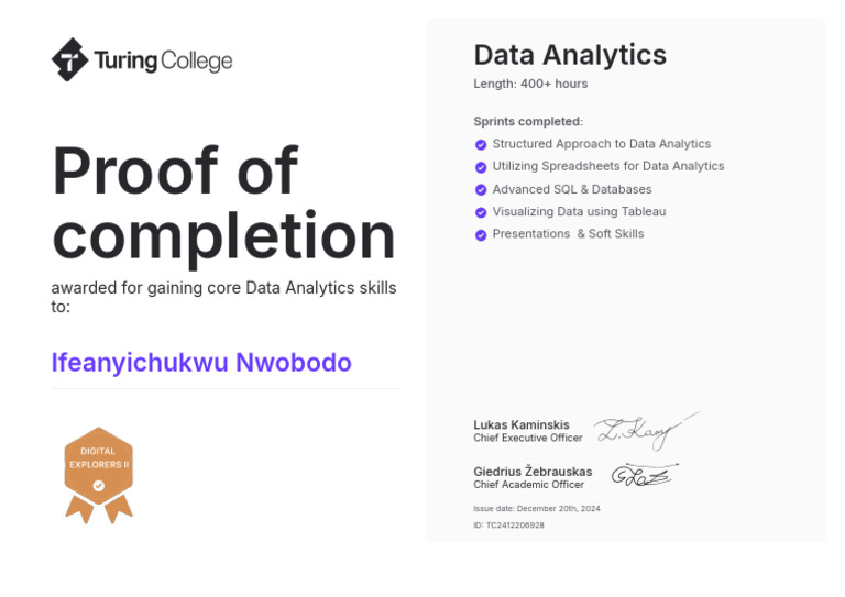 Proof of Completion Ifeanyichukwu Nwobodo TC2412206928 | PDF