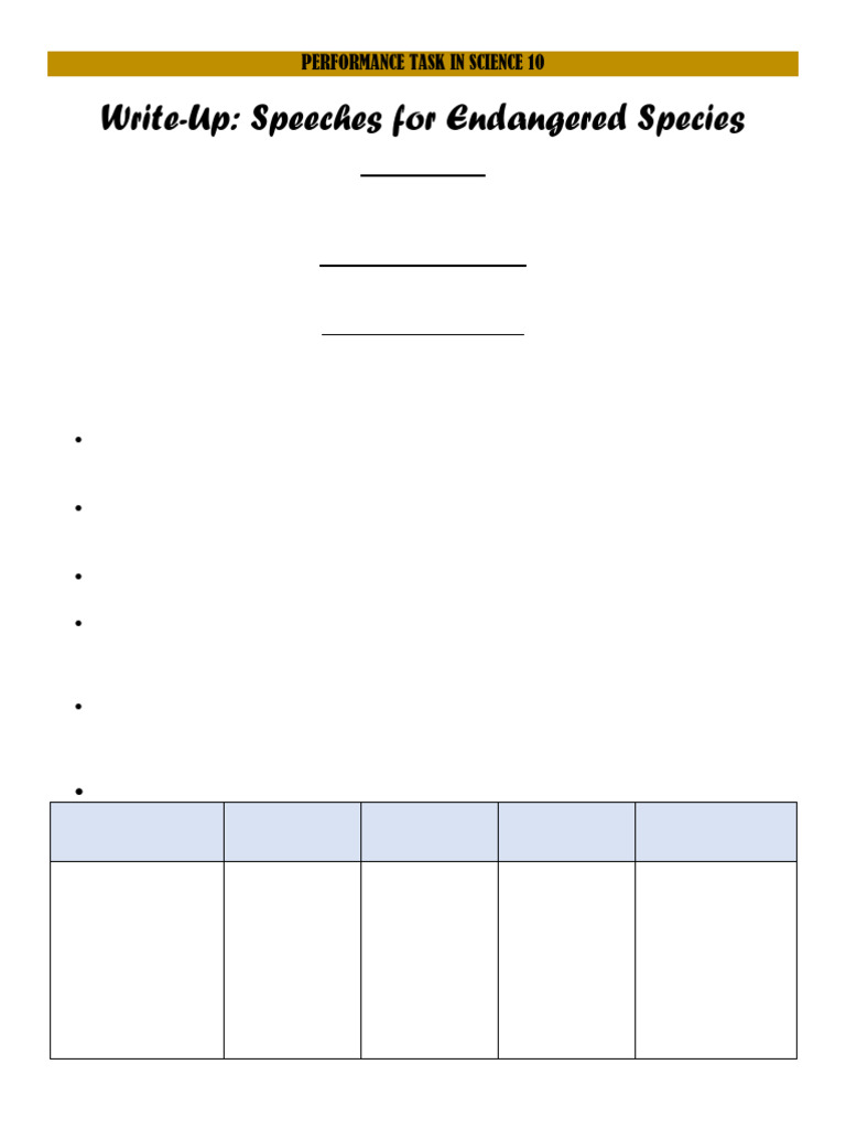 Performance Task in Science 10 | PDF | Adaptation | Species
