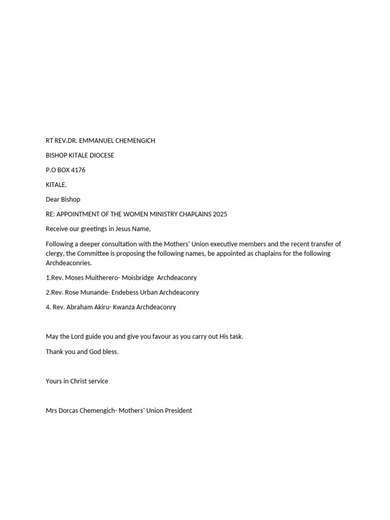 Chaplains Appointment | PDF