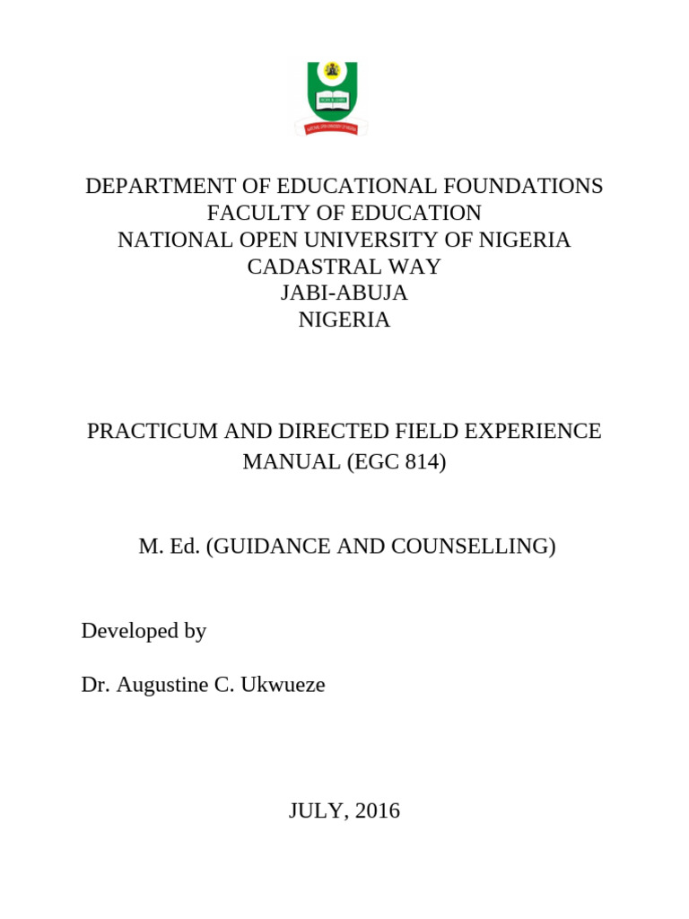 Egc814 G & C Practicum Guideline | PDF | Counseling Psychology | Behavioural Sciences