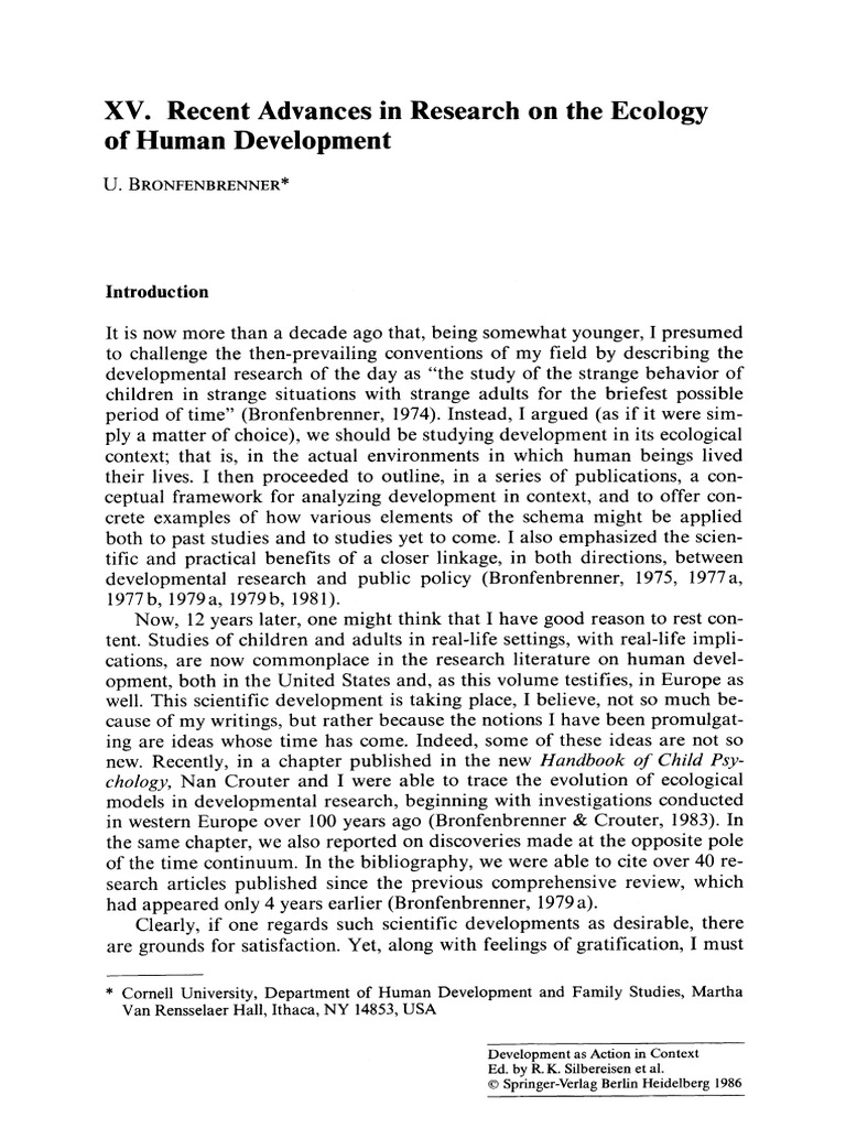 P - Recent Advances in Research On The Ecology of Human Development ...