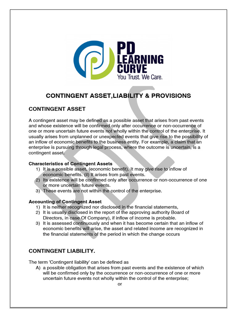 CONTINGENT ASSET & LIABILITY NOTES | PDF | Liability (Financial ...