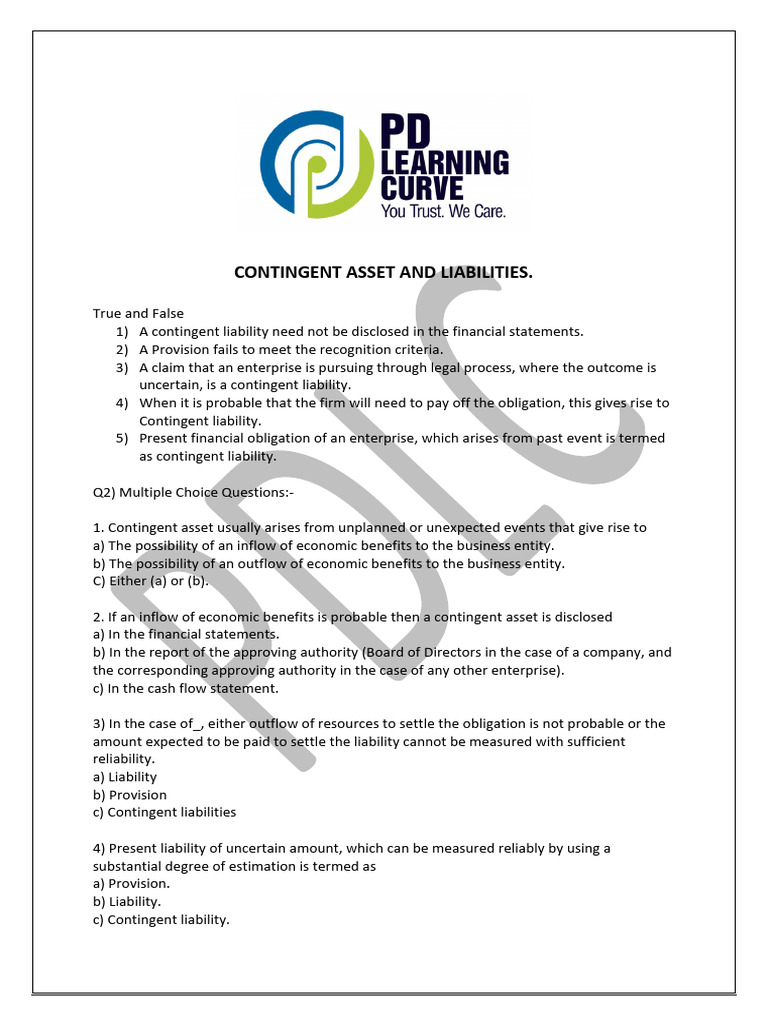 Contingent Asset and Liabilities | PDF | Liability (Financial ...