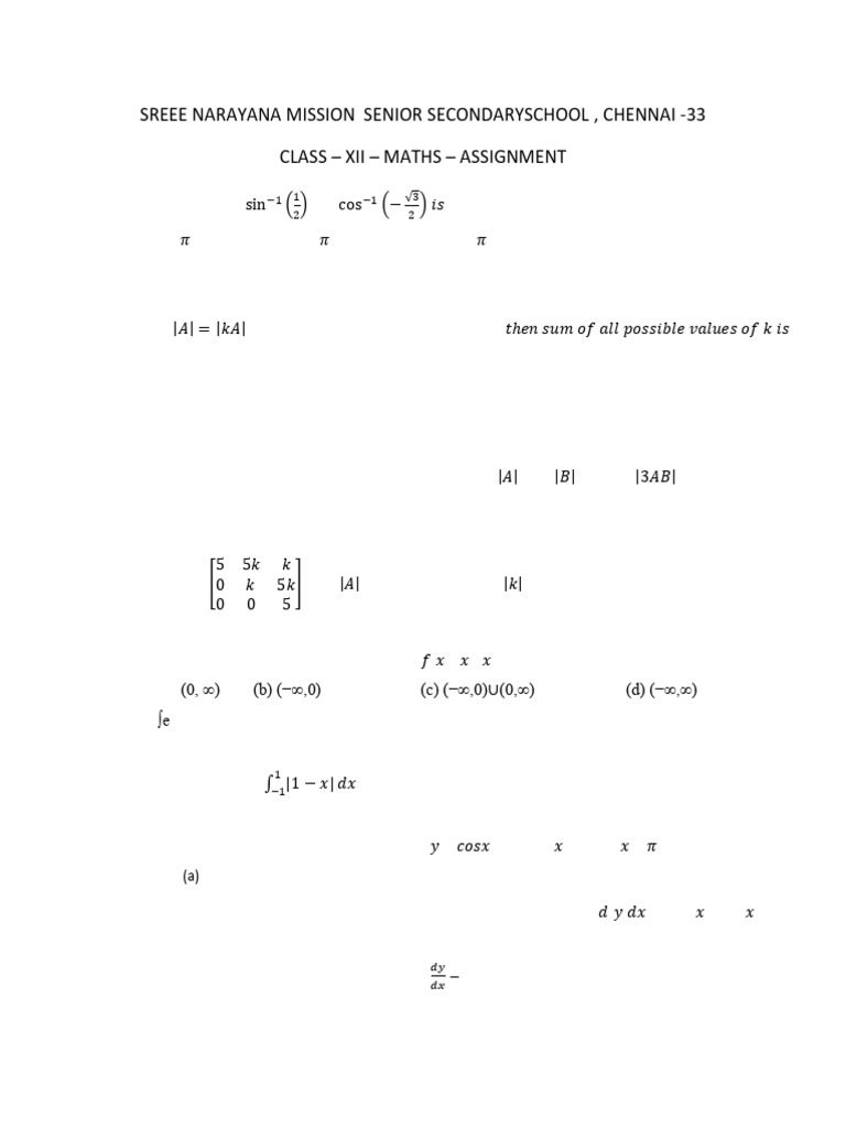 Class - 12 MCQ Practice QUESTION | PDF | Function (Mathematics ...