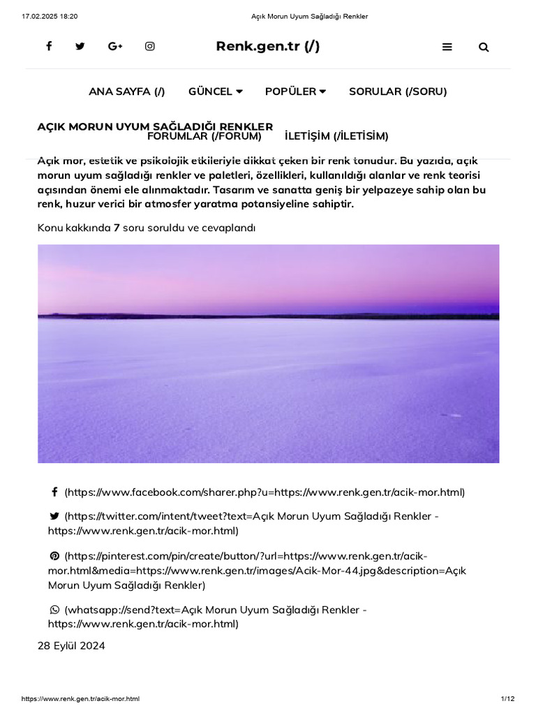 Açık Morun Uyum Sağladığı Renkler | PDF
