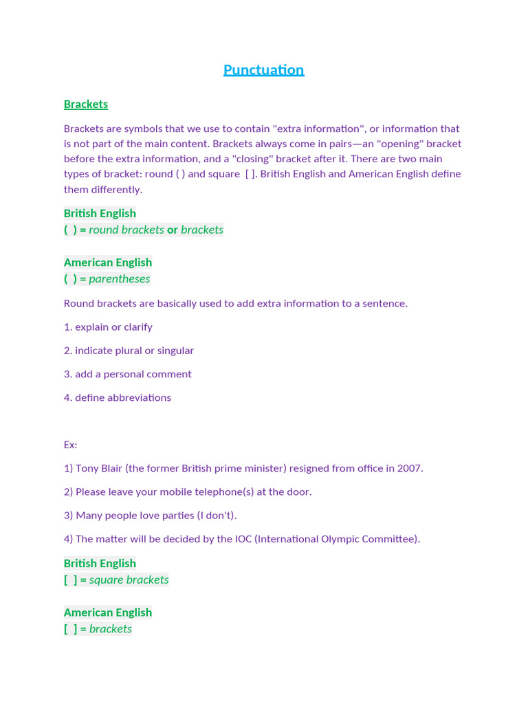 Punctuation | PDF | Ellipsis | Bracket