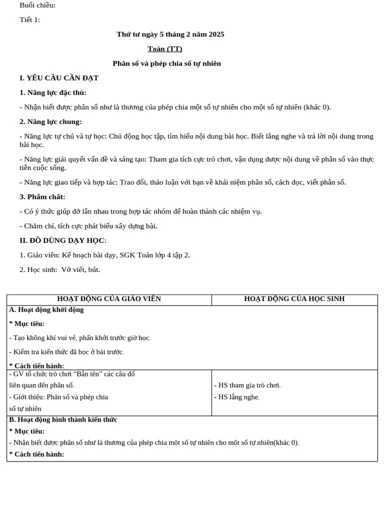 giáo án buổi chiều tuân 20 | PDF