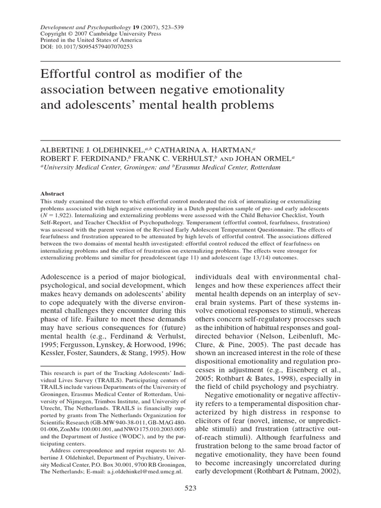 P - Effortful Control As Modifier of The Association Between Negative ...