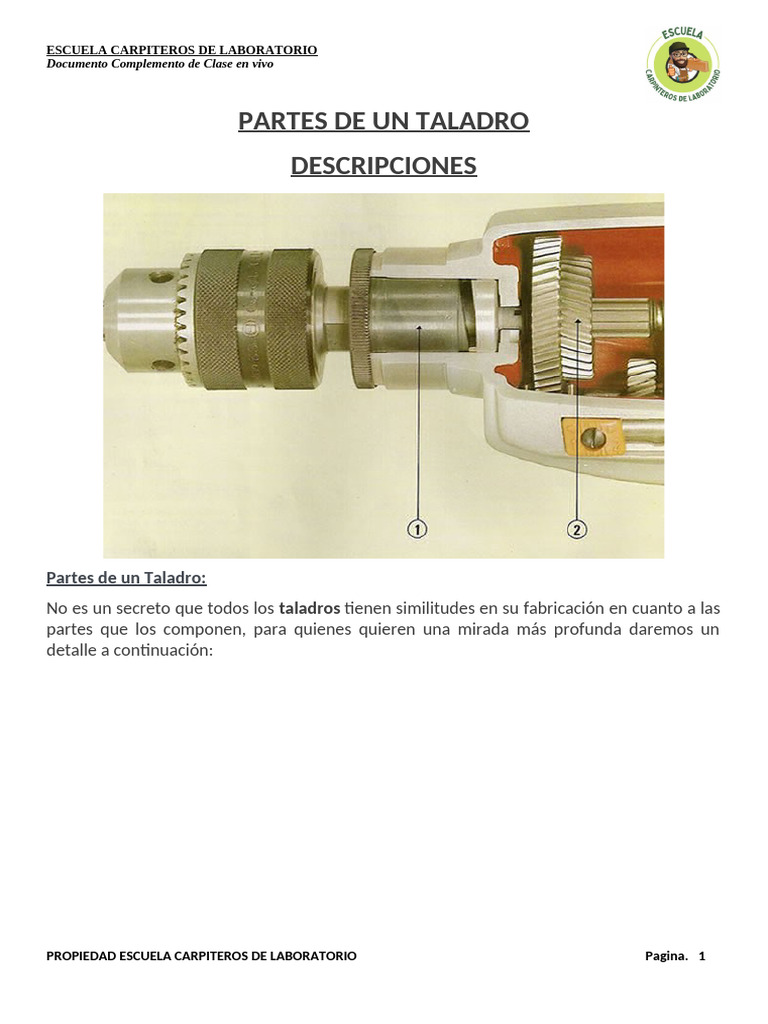 Descripcion de Partes de Un Taladro Electrico Con Detalles | PDF ...