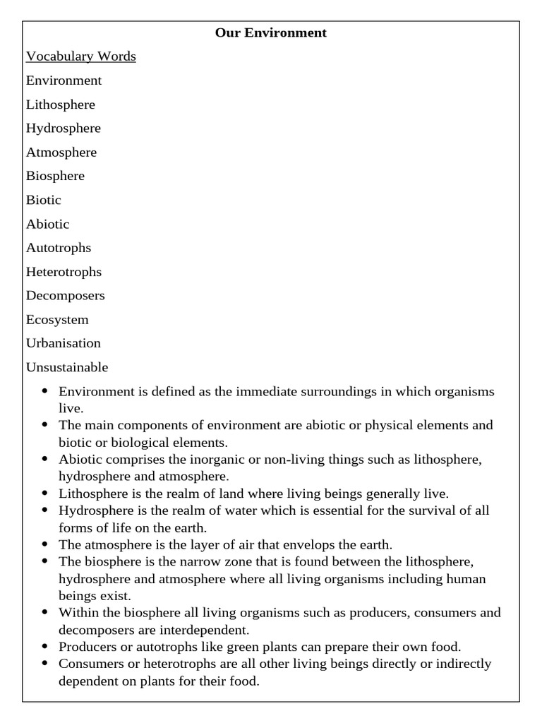 Key Vocabulary of Environmental Science | PDF