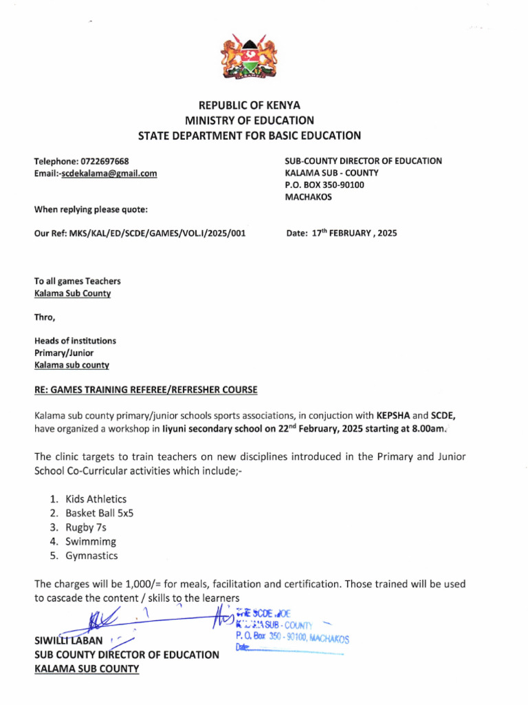 KALAMA GAMES TRAINING CIRCULAR | PDF