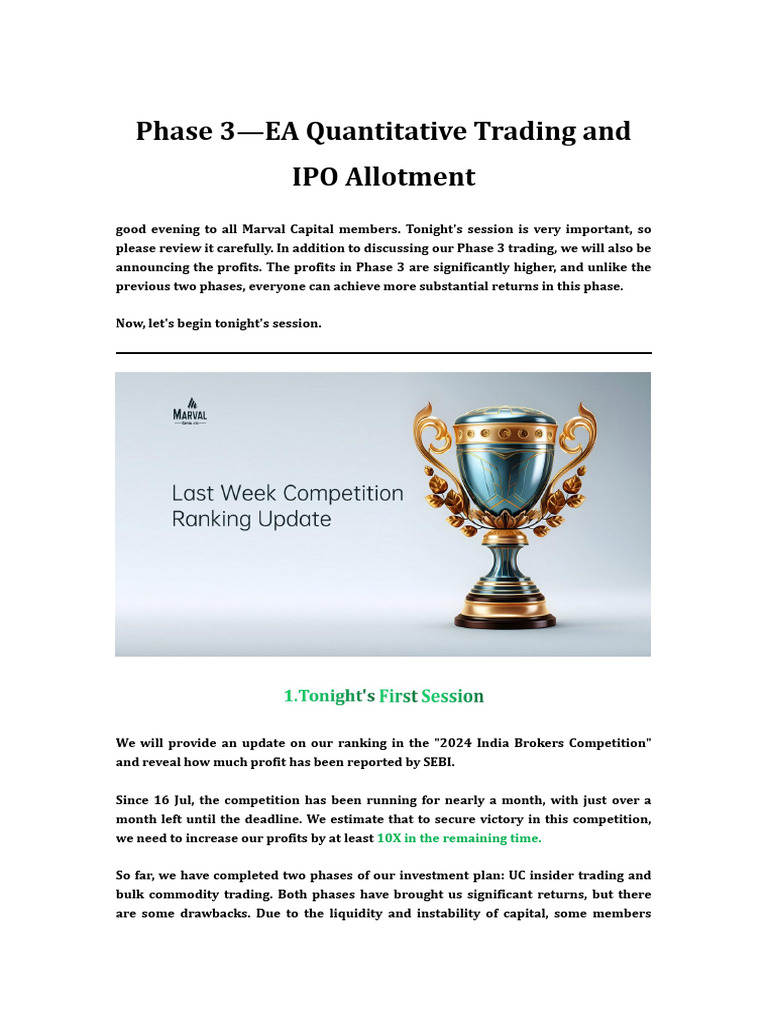 Phase 3-EA Quantitative Trading and IPO Allotment | PDF | Initial Public Offering | Investing