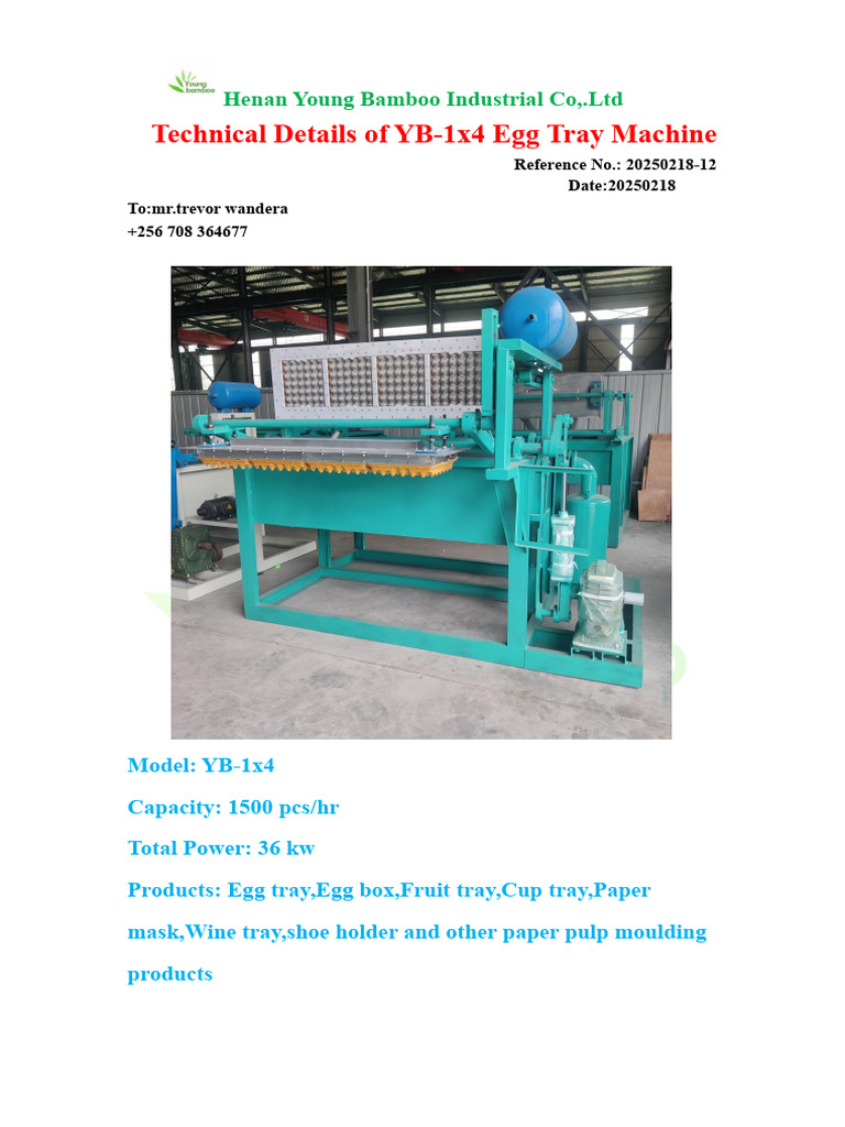 2.technical Details of 1500 PCSHR Egg Tray Line-Young Bamboo 250218 ...