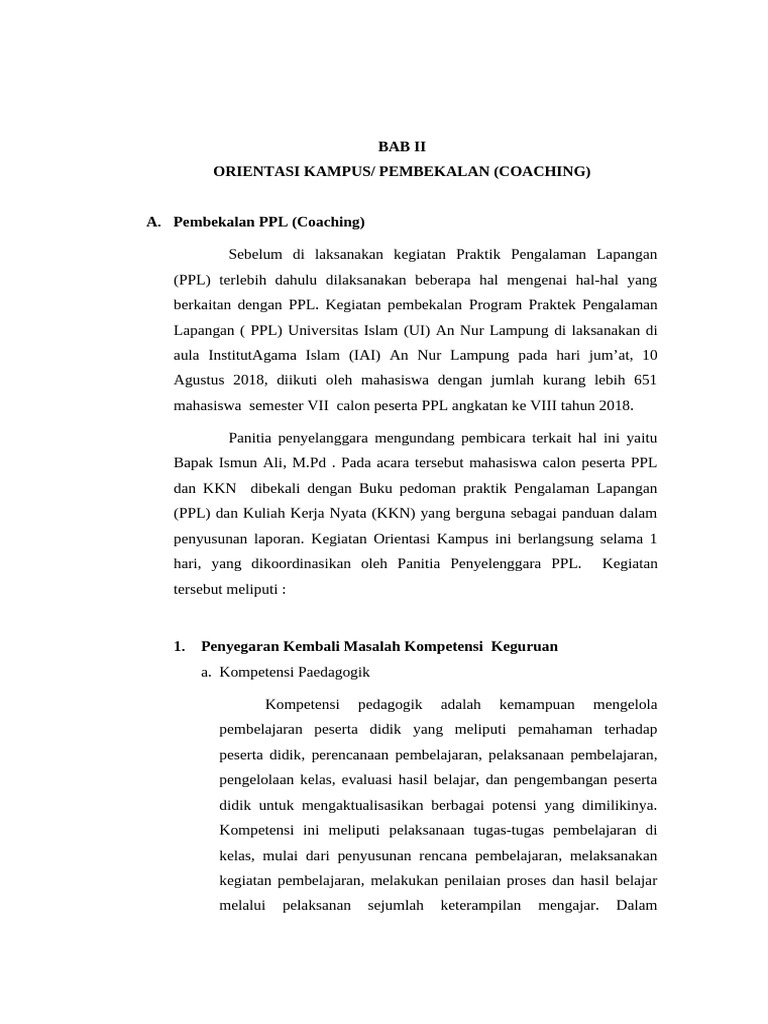 BAB II Orientasi Kampus PPL | PDF
