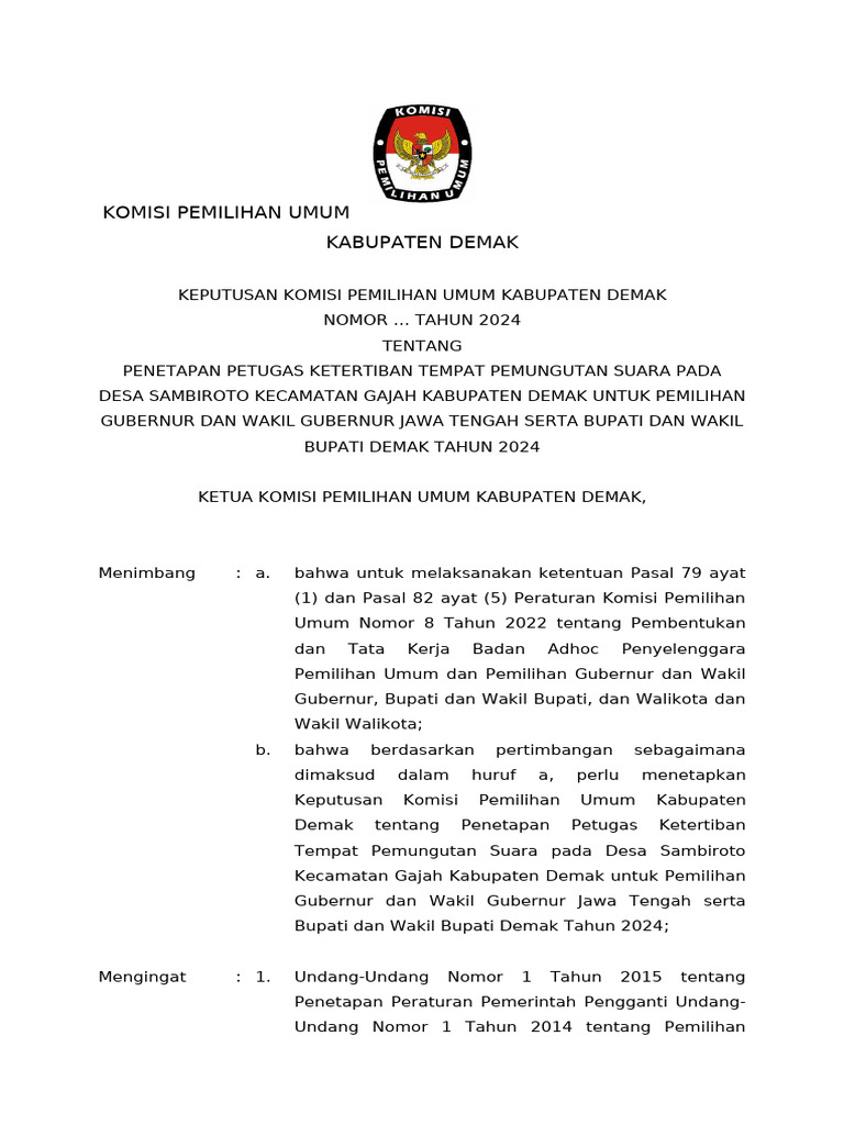 Petugas Ketertiban TPS Sambiroto 2024 | PDF