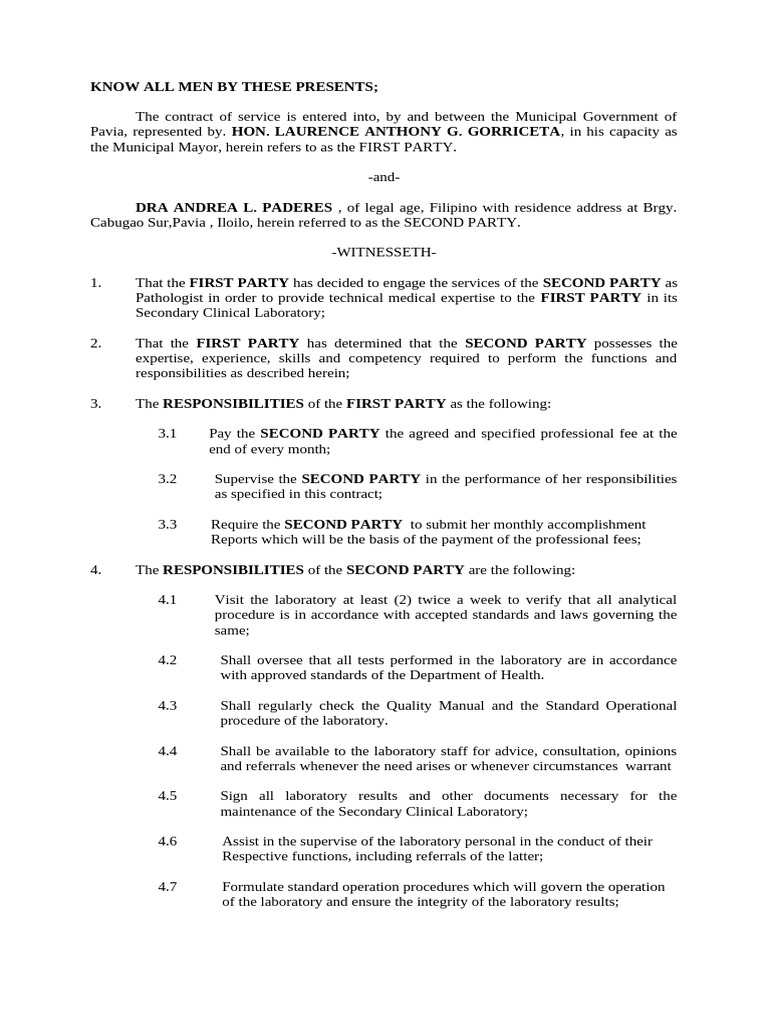 CONTRACT OF SERVICE Doc Andrea | PDF | Justice | Crime & Violence