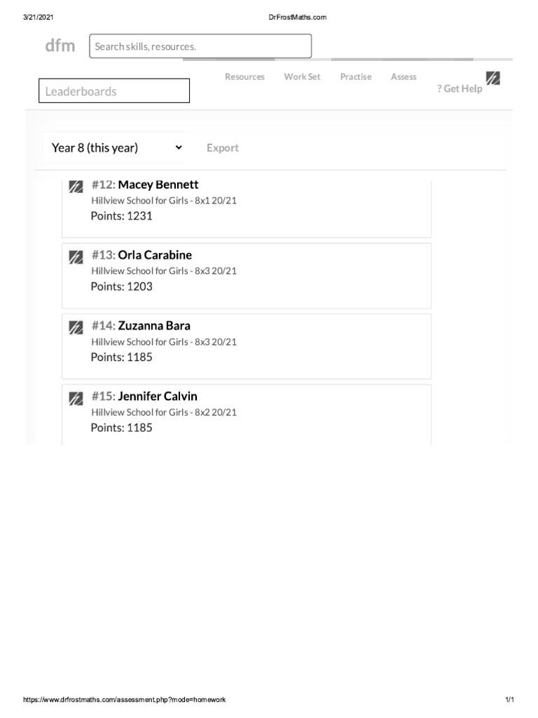 DrFrostMaths Leaderboards | PDF