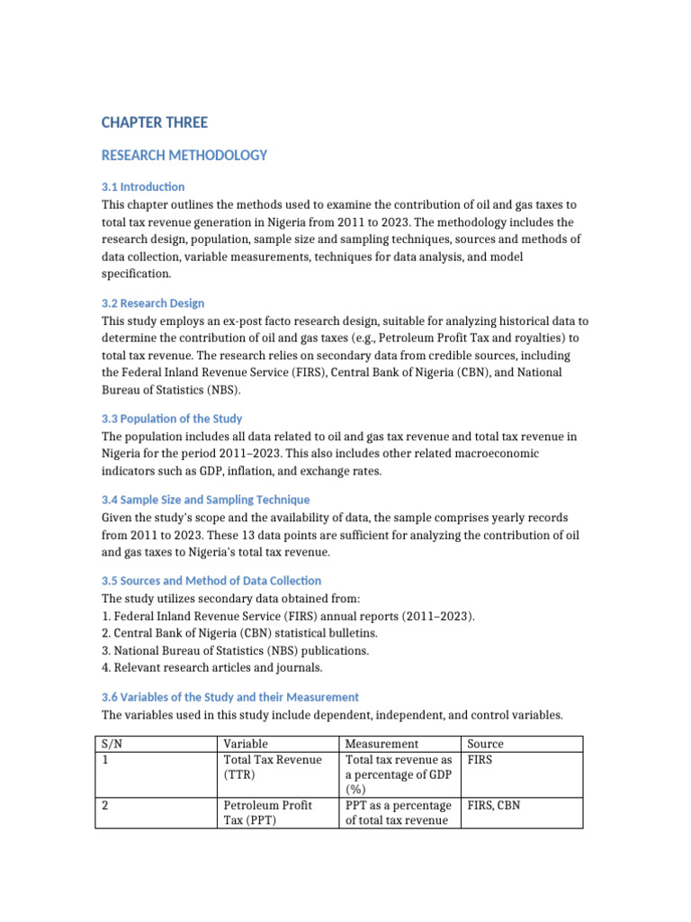 Chapter 3 Research Methodology | PDF | Statistics | Taxes