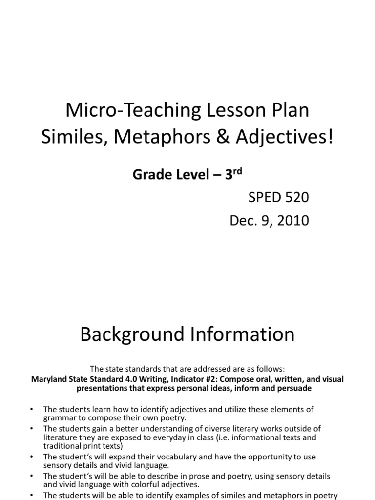 SPED 520 - Micro-Teaching Lesson Plan