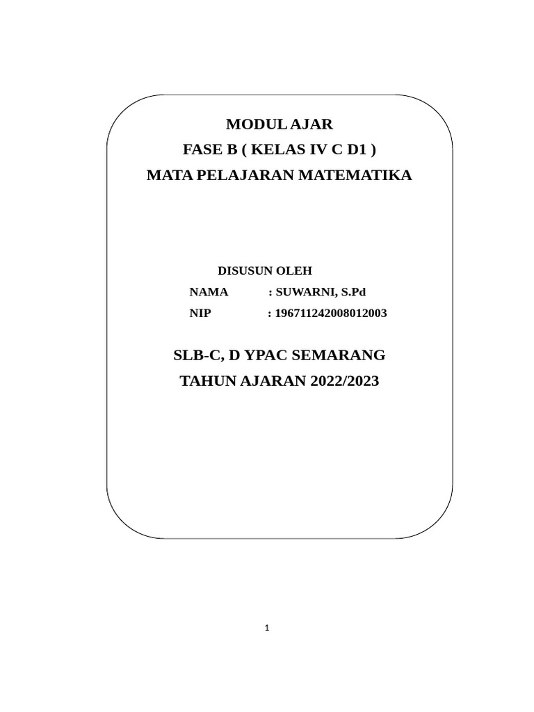 MODUL AJAR MAT FASE B Berat Ringan Benda | PDF