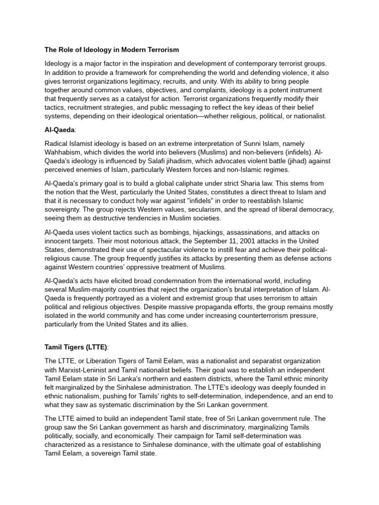 The Role of Ideology in Modern Terrorism | PDF | Islamic Terrorism | Al ...