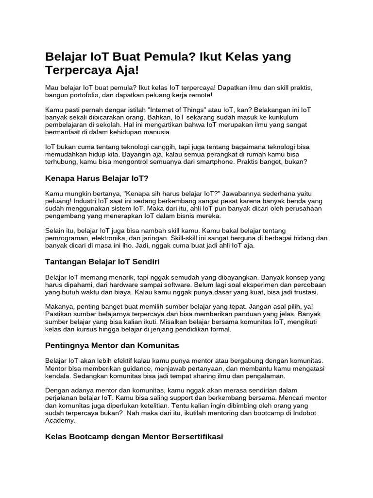 Kelas IoT Terpercaya untuk Pemula | PDF