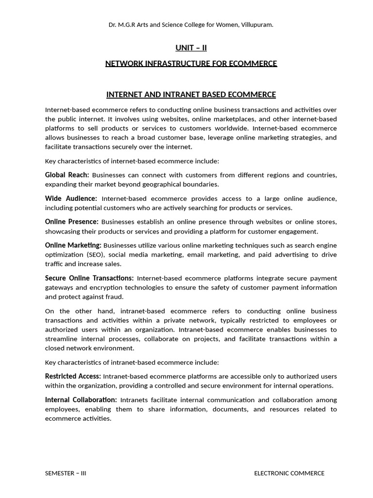 Electronic Commerce UNIT - II | PDF | Computer Network | Network Interface Controller