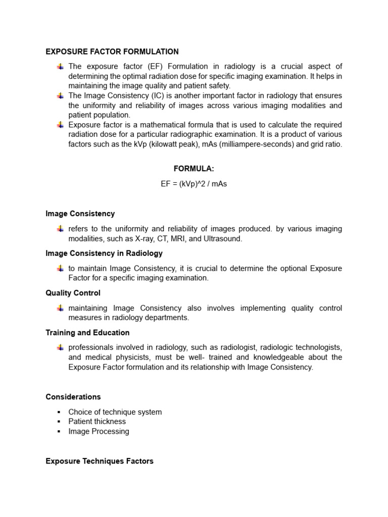 Exposure Factor Formulation | PDF | Radiography | Medical Imaging