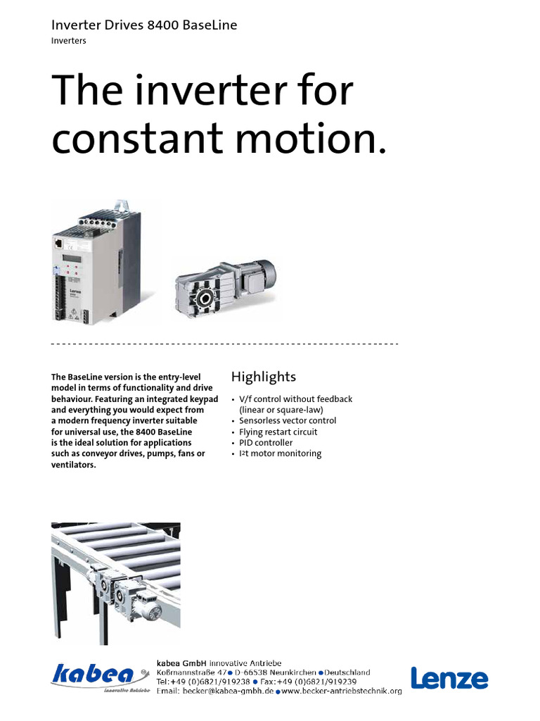 Flyer Inverter Drives 8400 BaseLine v2-0 Kabea EN | PDF