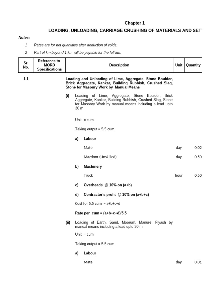 Standard Data Book (MORD) | PDF | Construction Aggregate | Crane (Machine)
