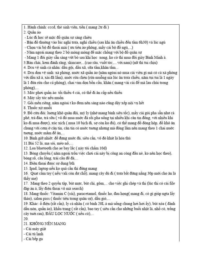 Chuẩn bị đồ qpan | PDF