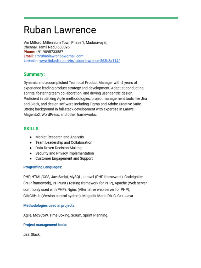 Ruban Lawrence Technical Resume | PDF | Web Development | Software ...