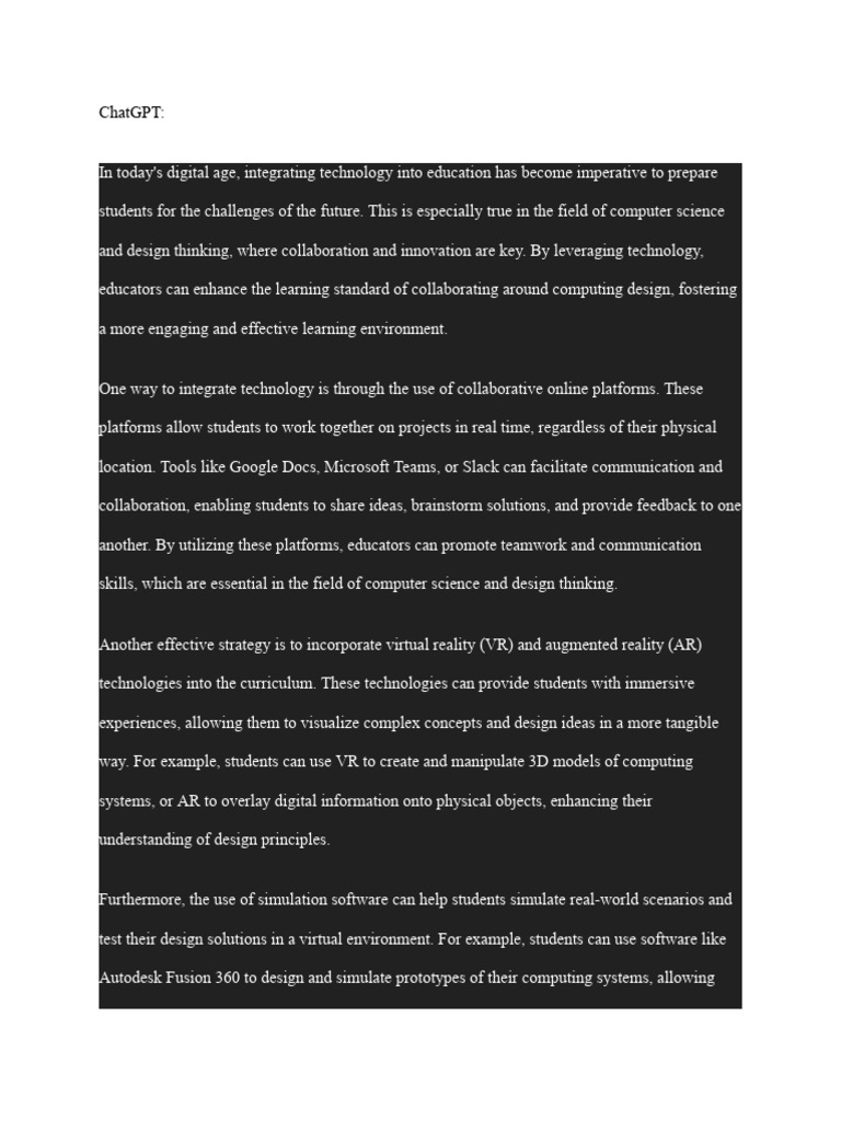 Unit 10 - ChaptGPT Reflection | PDF | Simulation | Augmented Reality