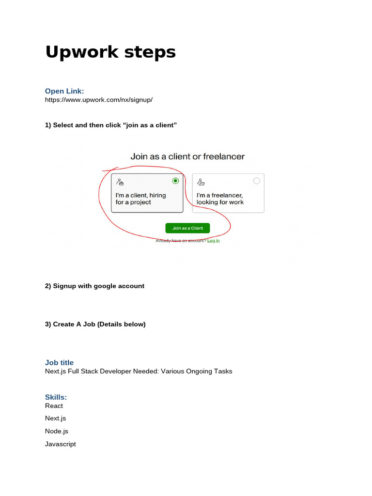 Upwork Steps | PDF
