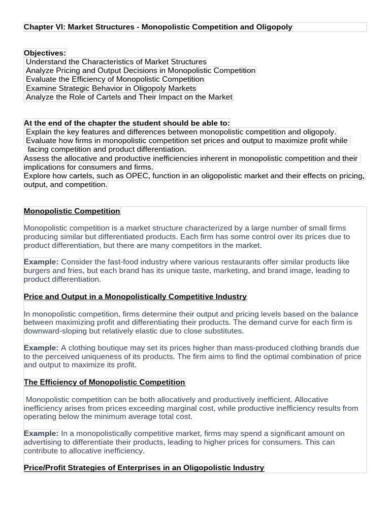 Chapter-VI.-Market-Structures | PDF | Oligopoly | Monopoly
