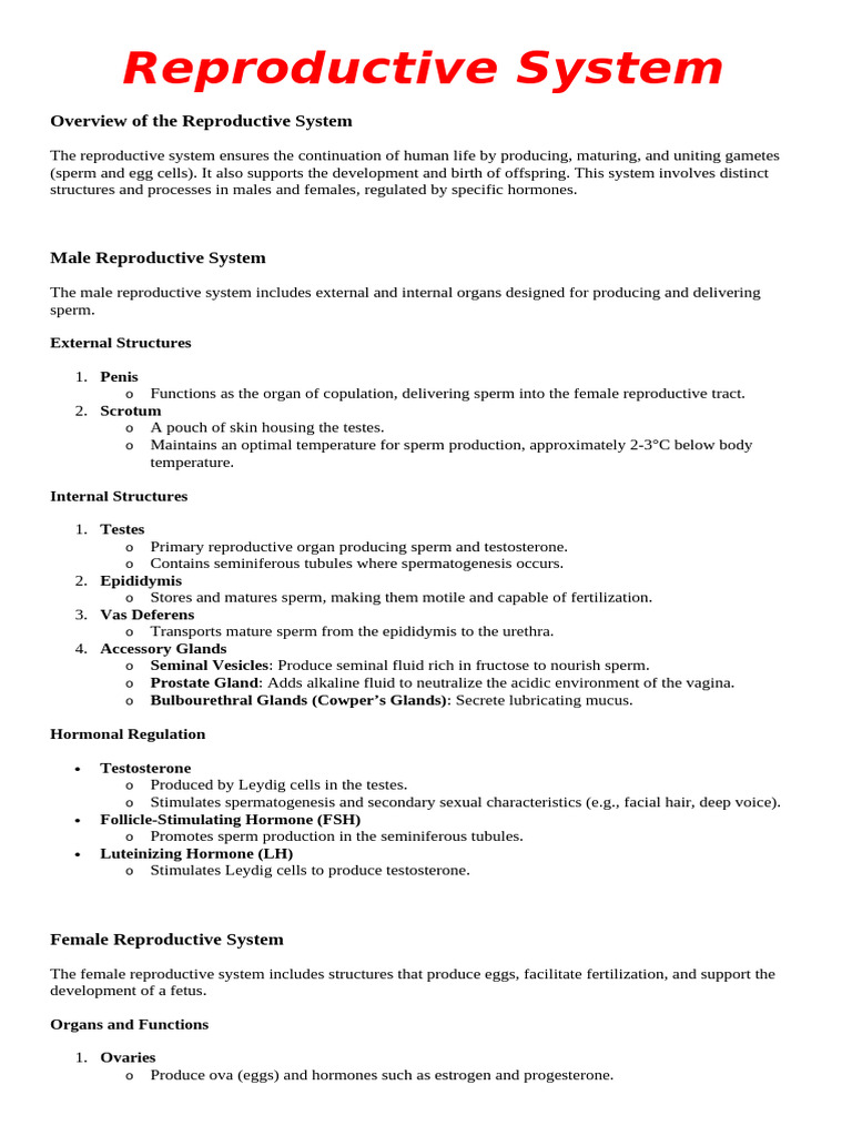 Handouts-Reproductive-Endocrine-and-Nervous-System Science | PDF ...