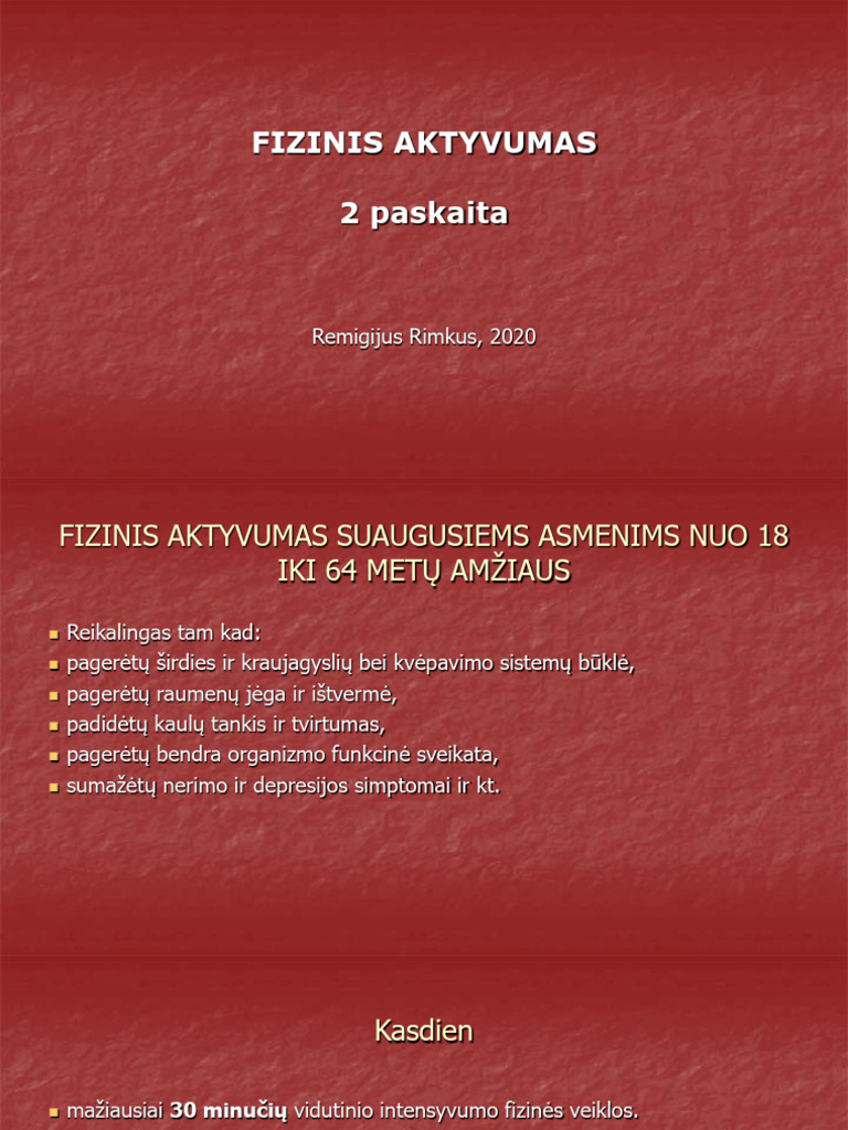 2.3. Fizinis Aktyvumas 2 Paskaita Kovo 19 D | PDF